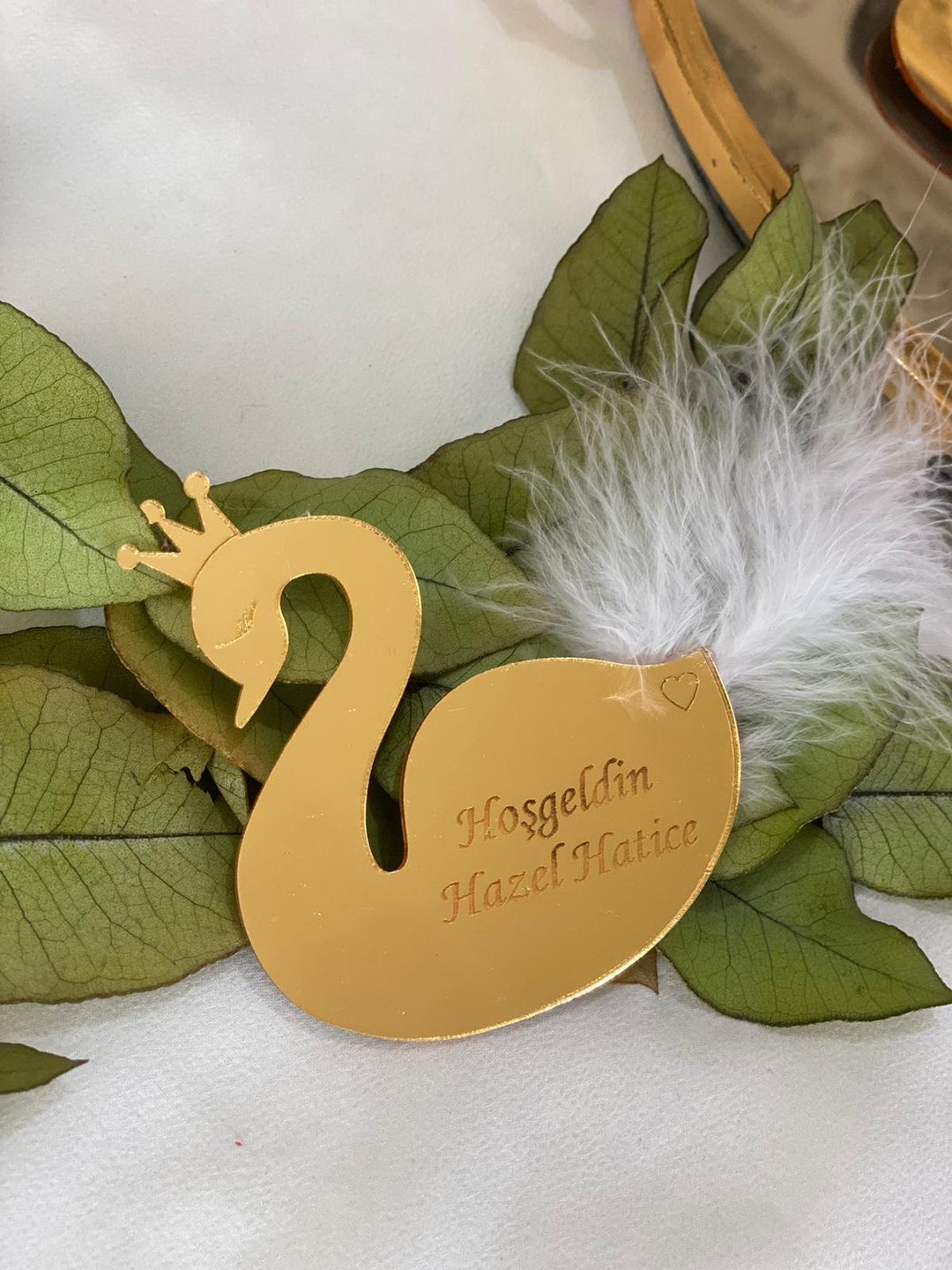 Personalized Gold Swan Magnet Gift, Baby Shower Favor for Guest in Box ...