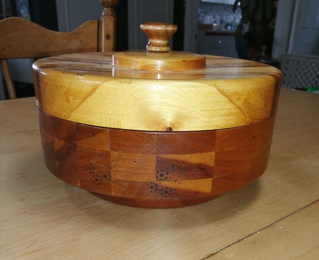 Circular Wooden Box With Lid - Several Species - Etsy