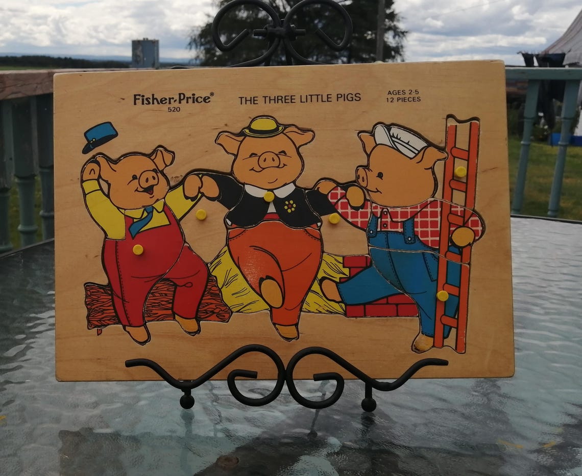 Fisher Price Three Little Pigs Wooden Puzzle for Kids #520 - Etsy
