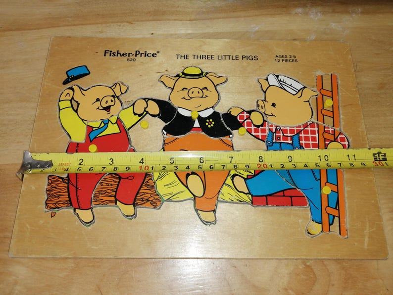 Fisher Price Three Little Pigs Wooden Puzzle for Kids #520 - Etsy