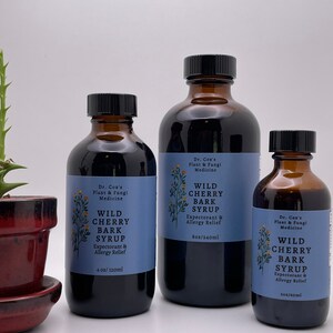 Organic Wild Cherry Bark Syrup 8oz or 4oz for Congestion and Allergies ...