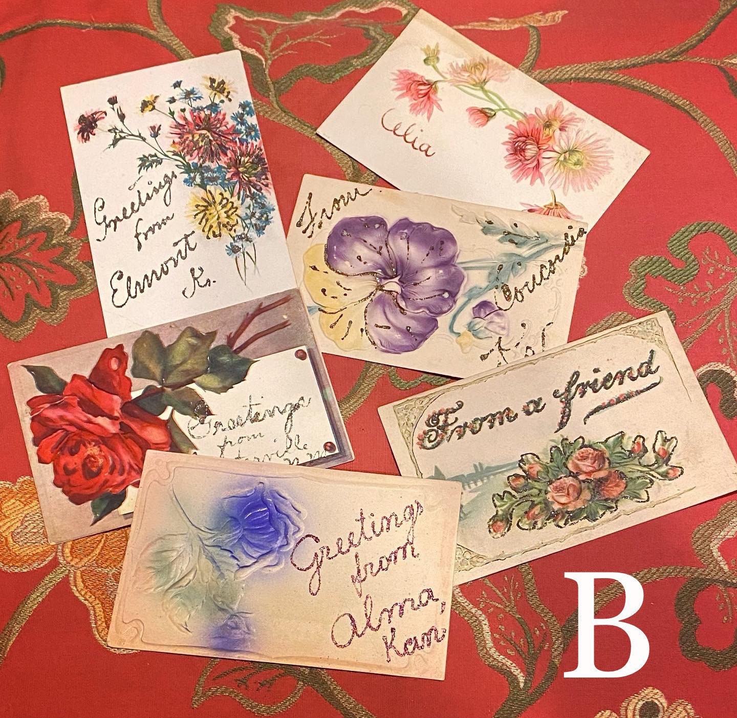 Antique Glitter Postcards - Etsy