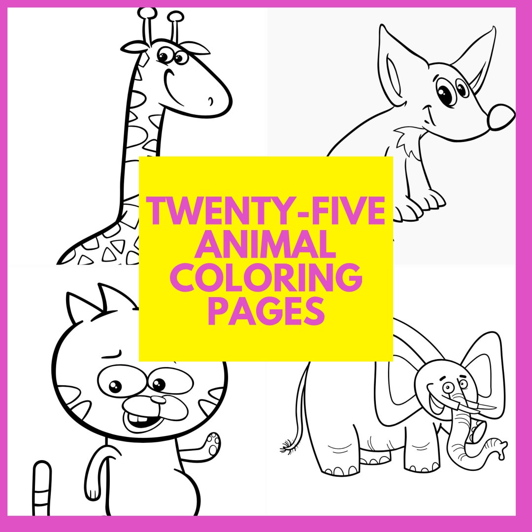 Digital Kids Animal Coloring Pages | 25 Pages | Instant Download ...