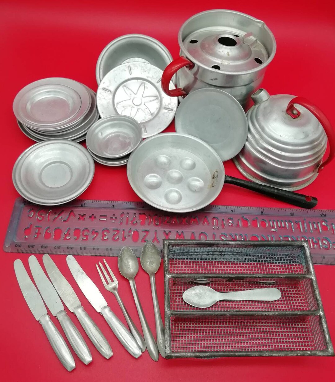 Aluminum Dishes Antique, Huge Kitchen Playset for Kids! 26 Toy Pieces ...