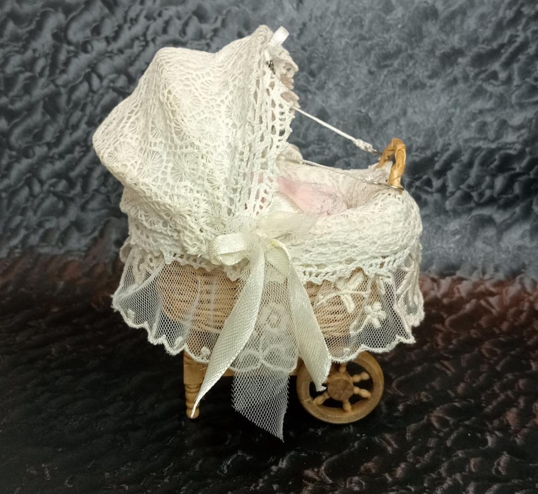Artisan Dollhouse Cradle German "stubenwagen" Bassinet Wicker Crib ...