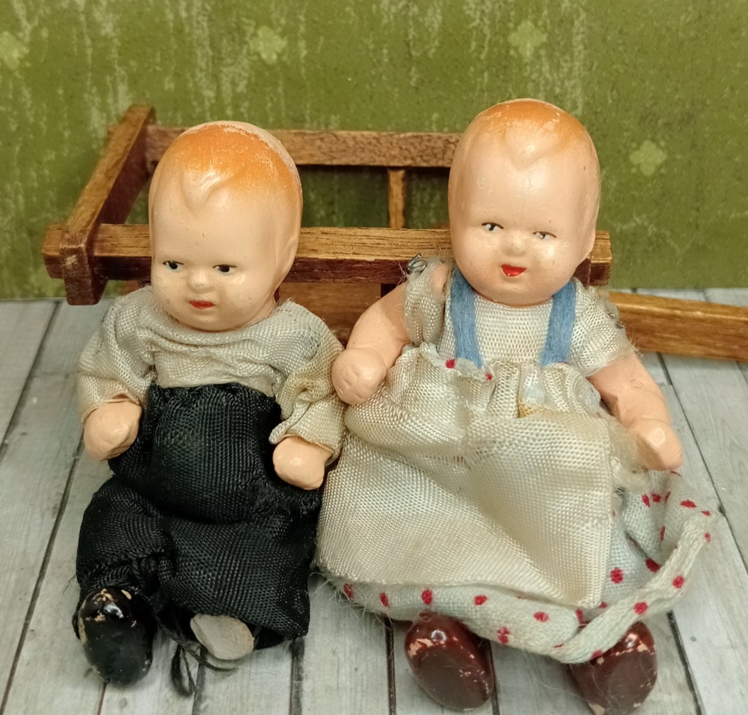 Antique All Composition Dolls 1930 Ari/edi Jointed Boy Girl Toddlers ...
