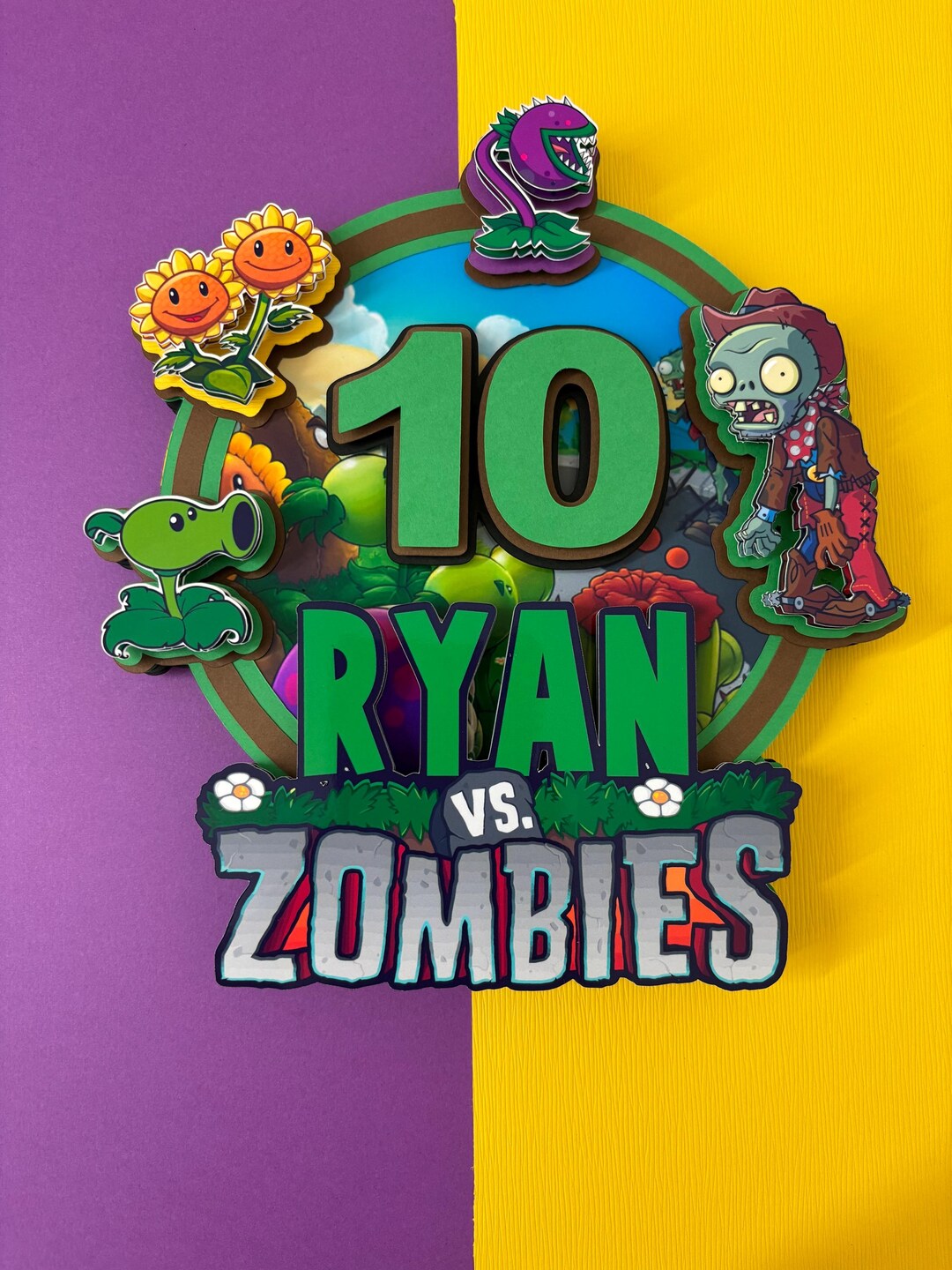 Plants Vs Zombies Cake Topper, Custom Birthday Party Decor - Etsy