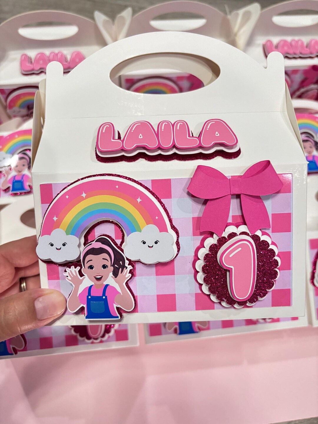 Personalized Ms Rachel Party Favor Boxes, Pink Gable Box - Etsy