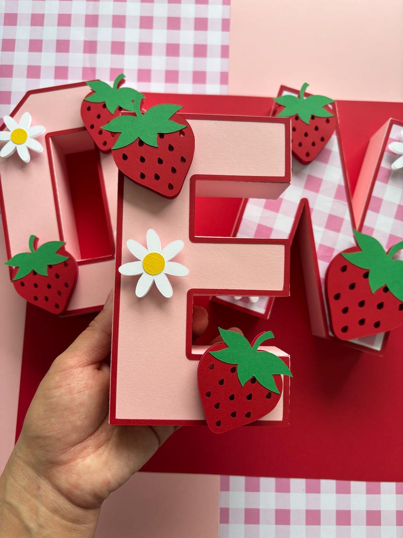 Berry First Birthday Cardstock Letters, Strawberry Party Decor - Etsy