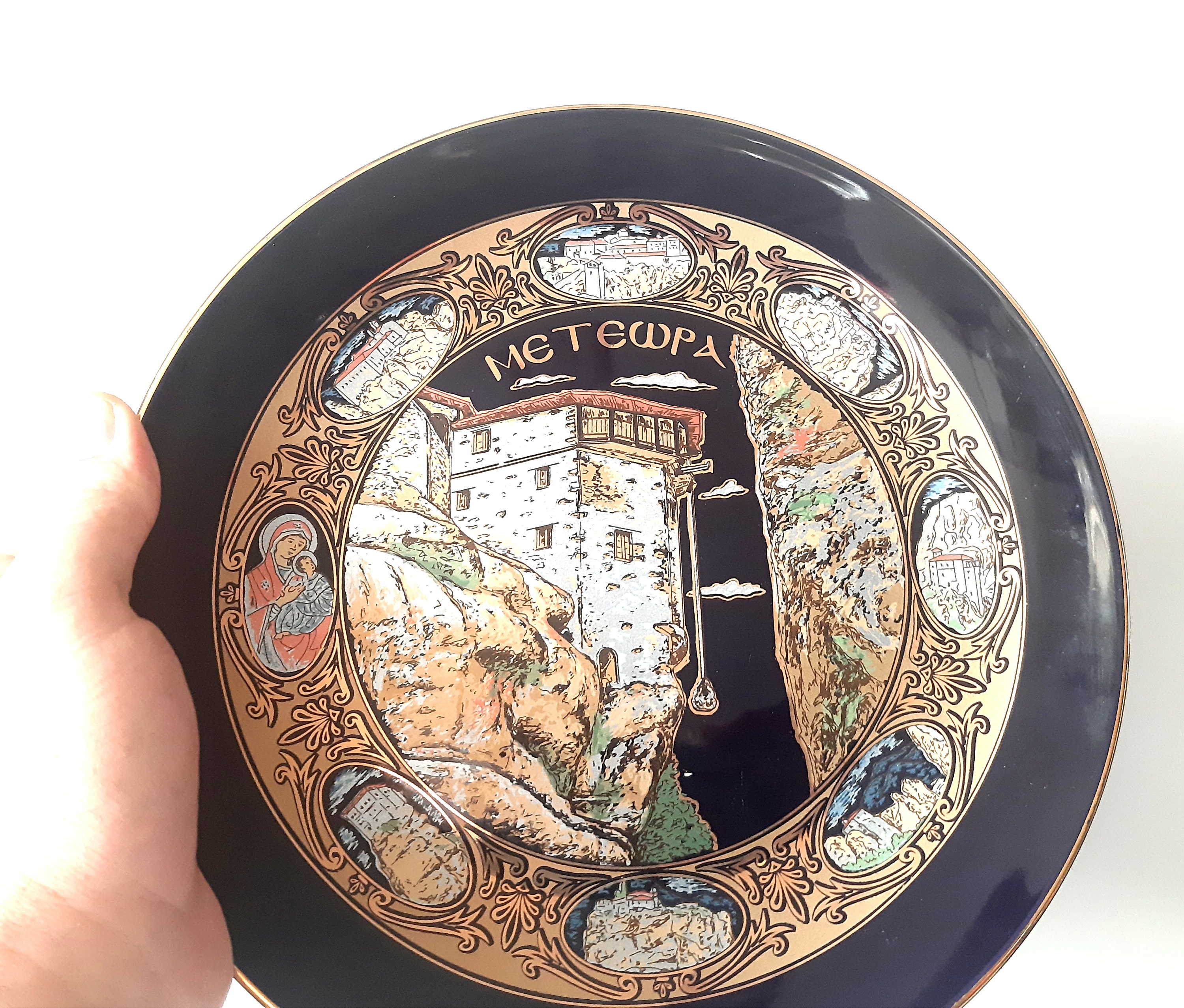 Gold 24k Plate Greece Blue Handmade Greek Ceramics Vintage - Etsy UK