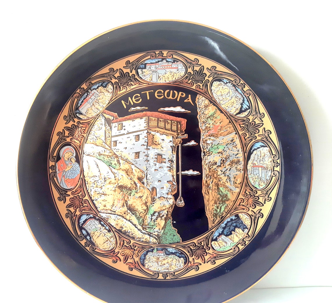 Gold 24k Plate Greece Blue Handmade Greek Ceramics Vintage - Etsy UK