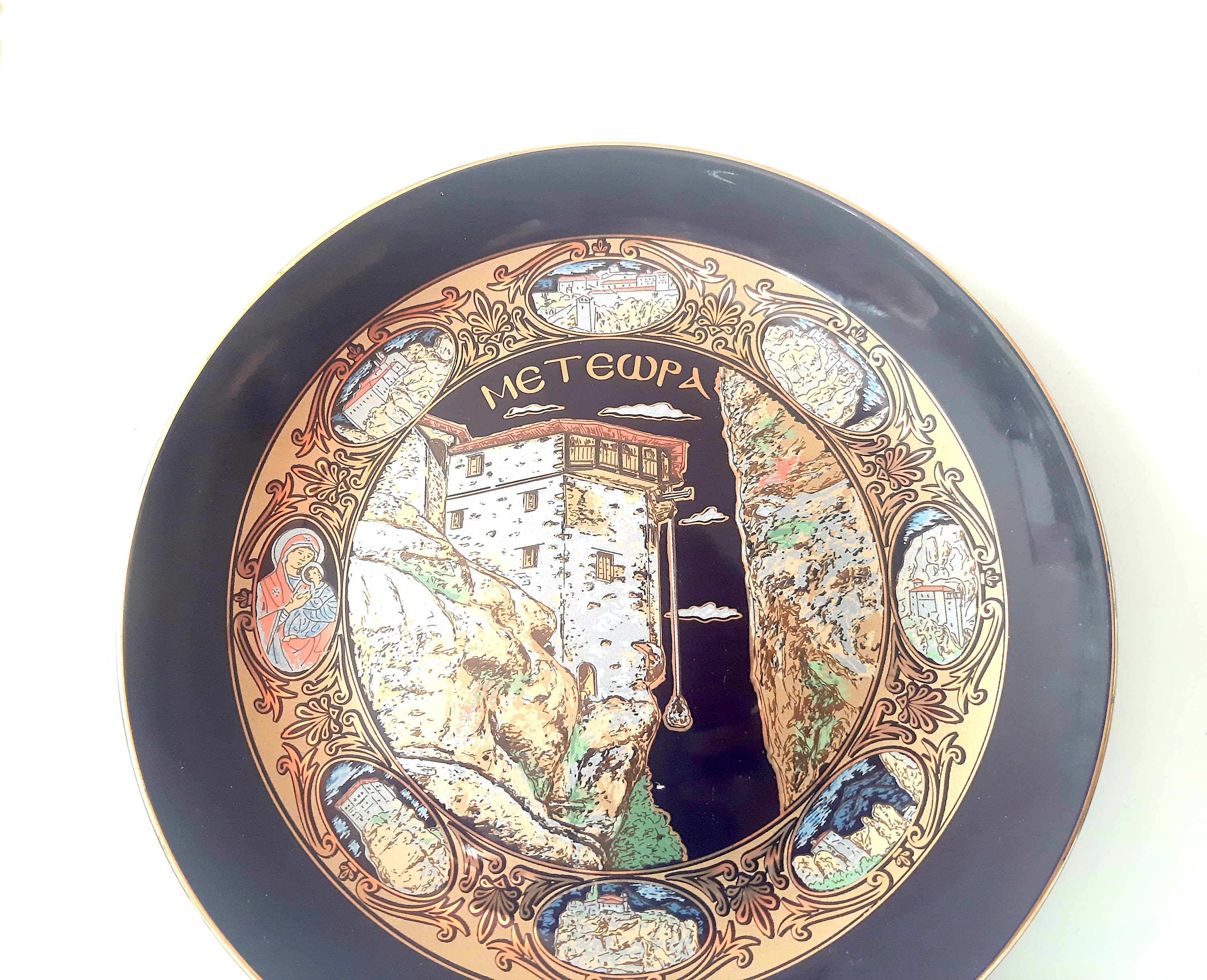 Gold 24k Plate Greece Blue Handmade Greek Ceramics Vintage - Etsy UK