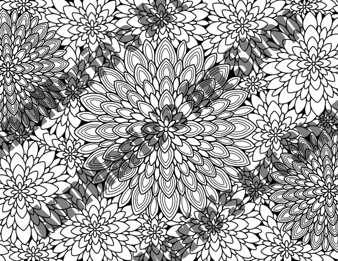 Flower Background Coloring Page - Etsy