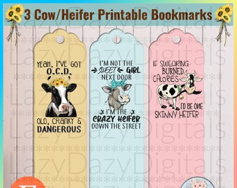 Cow Printable Bookmark - Etsy