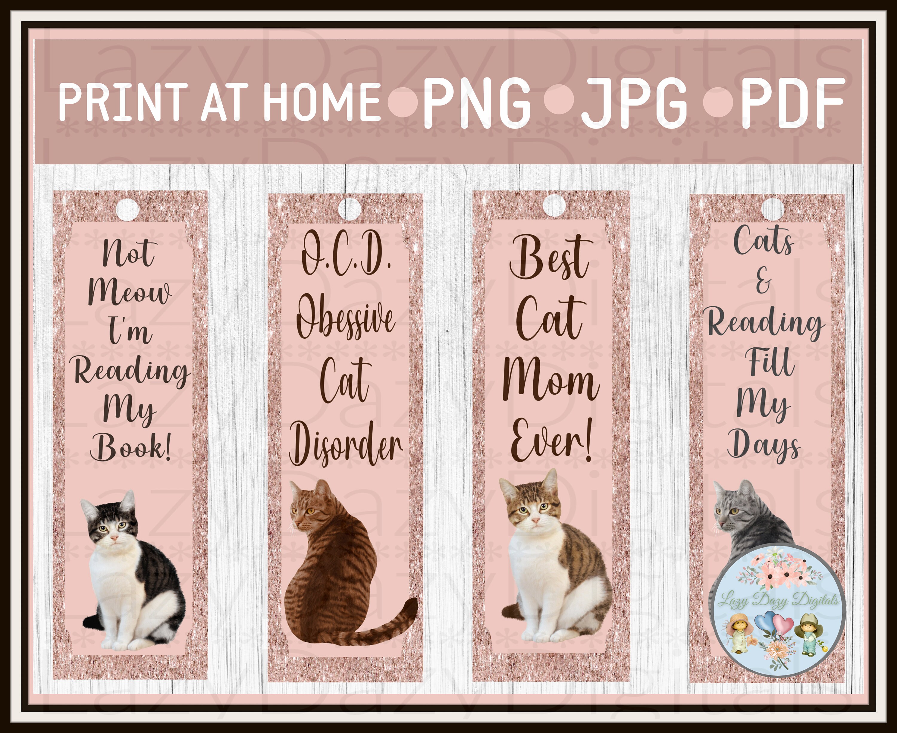 Cat Bookmarks Set of 4 Cat Lover Pictures and Sayings Print - Etsy UK