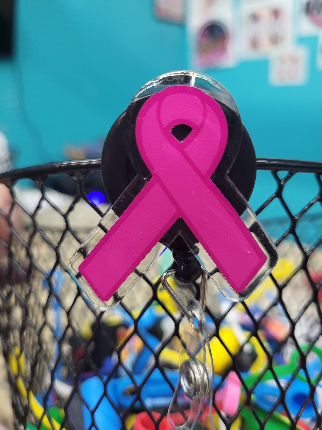 Pink Awareness Ribbon Badge Reel, Awareness, Pink, Breast Cancer ...