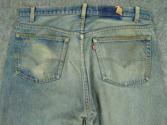 36x29.5 80s Vintage Levi's 501 Rusty Blue Denim Red T… - Gem