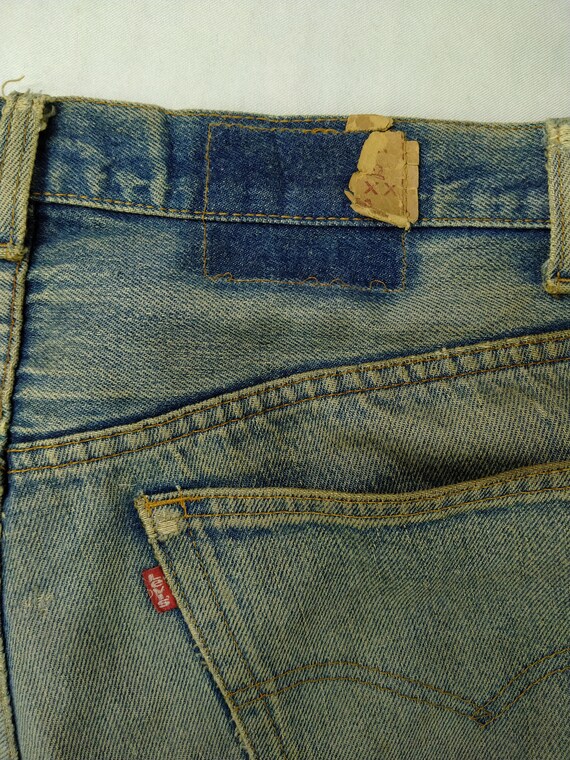 36x29.5 80s Vintage Levi's 501 Rusty Blue Denim Red T… - Gem