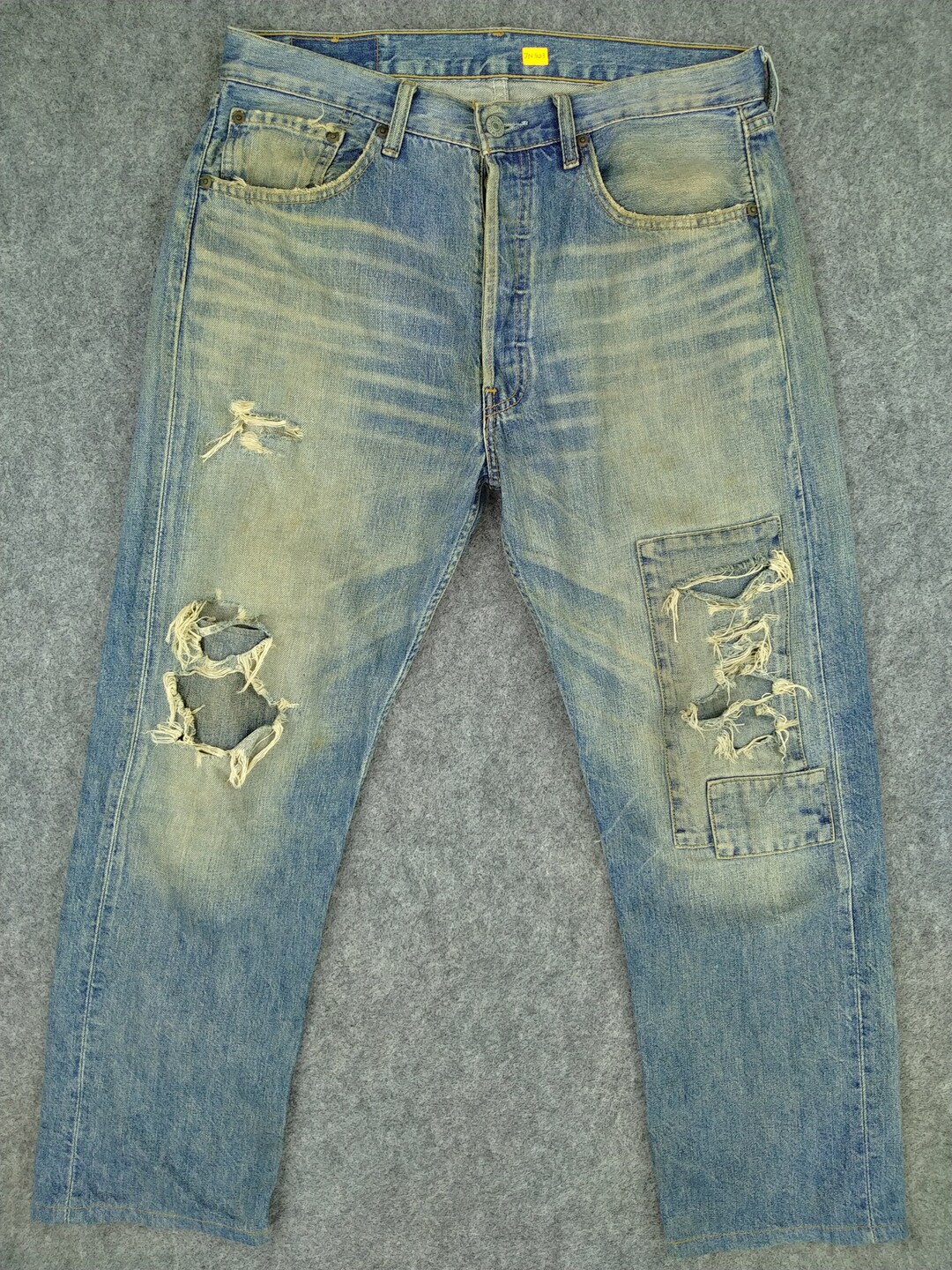 32x27.5 Vintage Levi's 501 Rusty Ripped Denim Red Tab Faded Button Fly ...