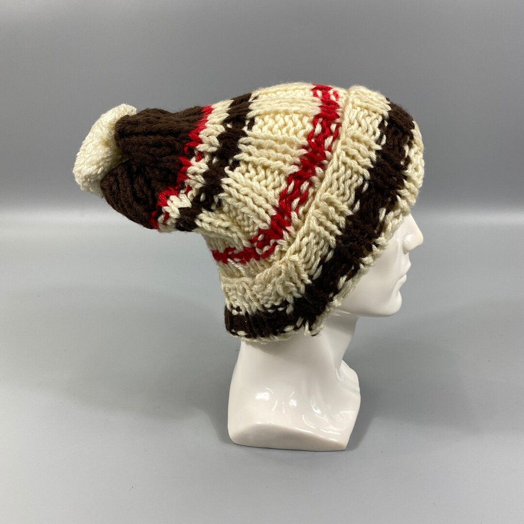 Vintage Knit Stripe Snow Cap Beanie Hat Crochet Hats Knit Unisex No ...