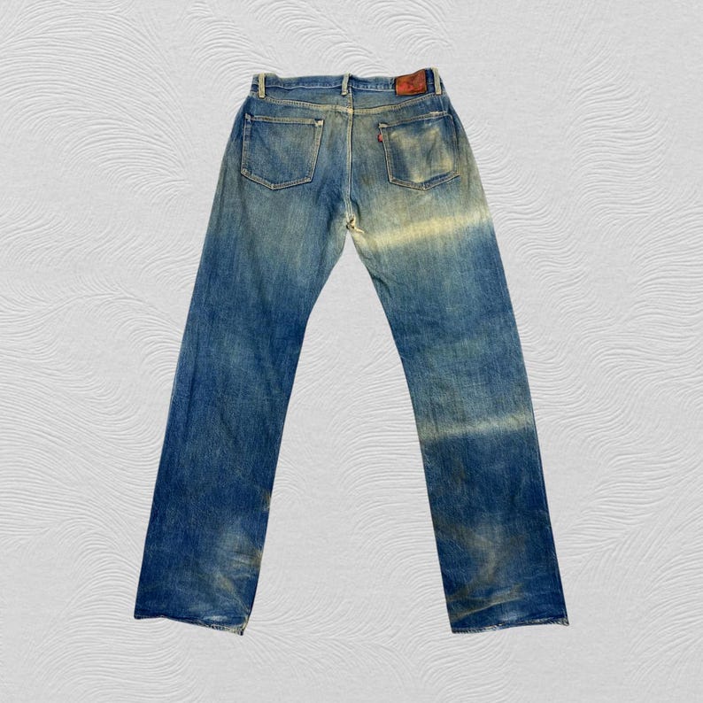 Size 34x34.5 Selvedge Distressed Dirty Blue Vintage Go West Jeans Denim ...