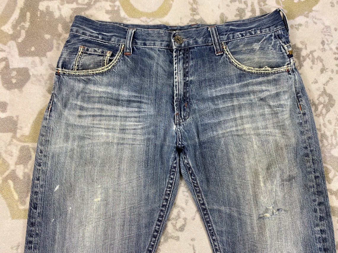 37x31.5 Distressed Blue Vintage Japanese Jeans Denim JN3640 Blue ...