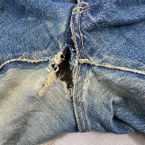 Size 34x34.5 Selvedge Distressed Dirty Blue Vintage Go West Jeans Denim ...