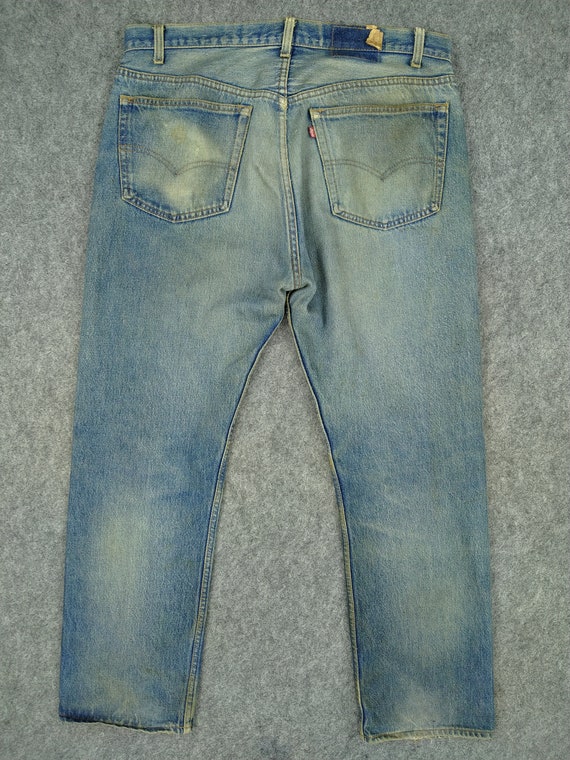 36x29.5 80s Vintage Levi's 501 Rusty Blue Denim Red T… - Gem