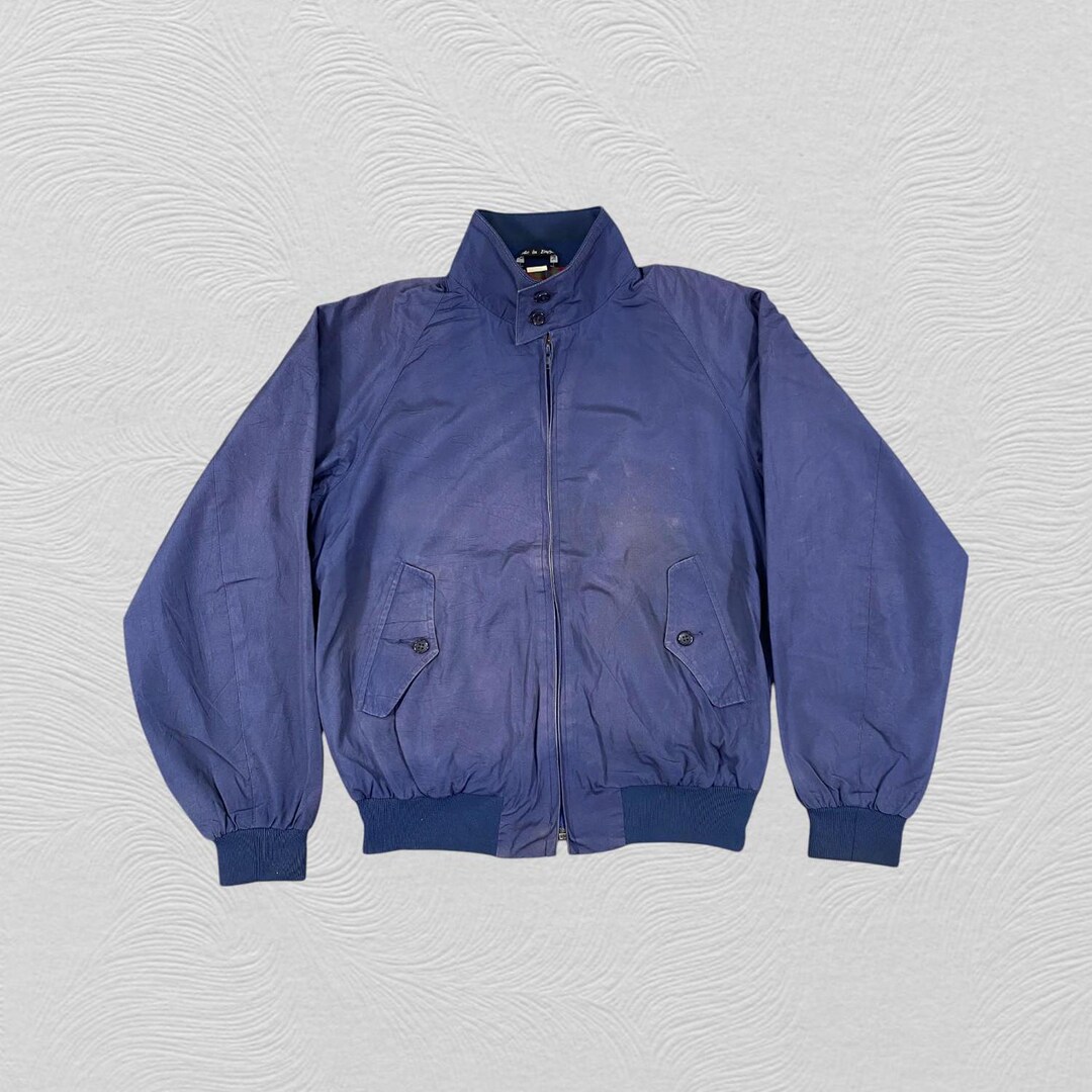 Vintage 90's Baracuta Blue Harrington Medium Jacket Sun Faded Fully ...