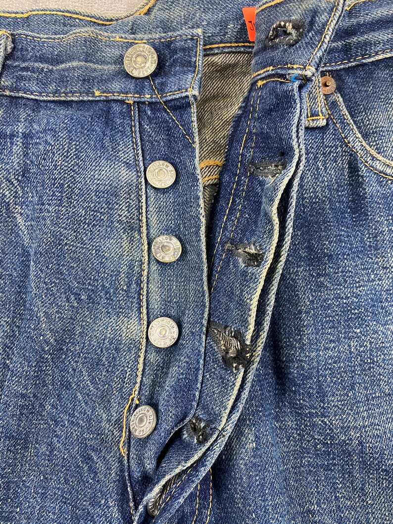 Size 34x34.5 Selvedge Distressed Dirty Blue Vintage Go West Jeans Denim ...