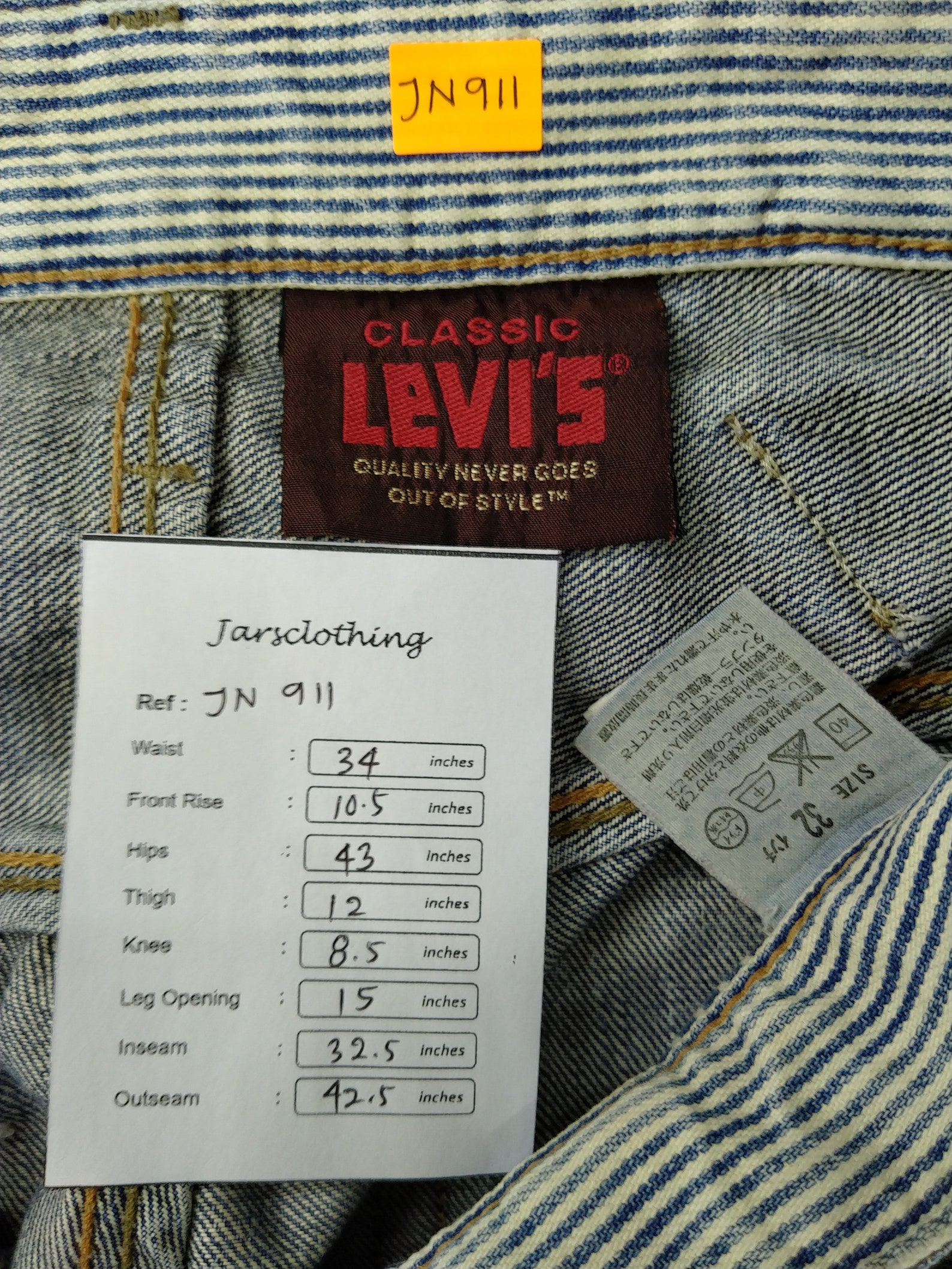 34x32.5 Vintage Classic Levi's 522 Jeans Dirty Blue Denim Red Tab Faded ...