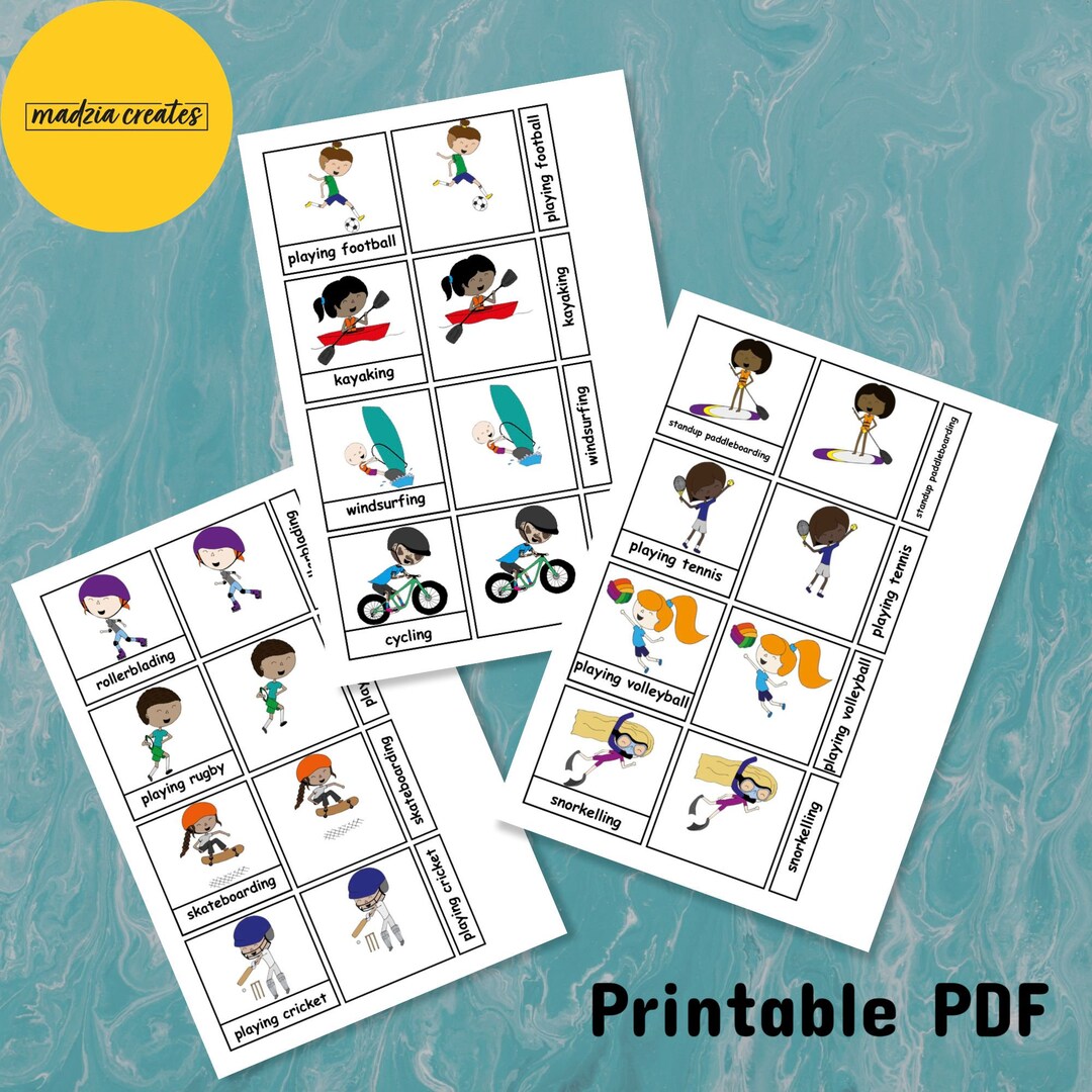 Summer Sports Montessori Cards Printable PDF 12 Card Sets School ...