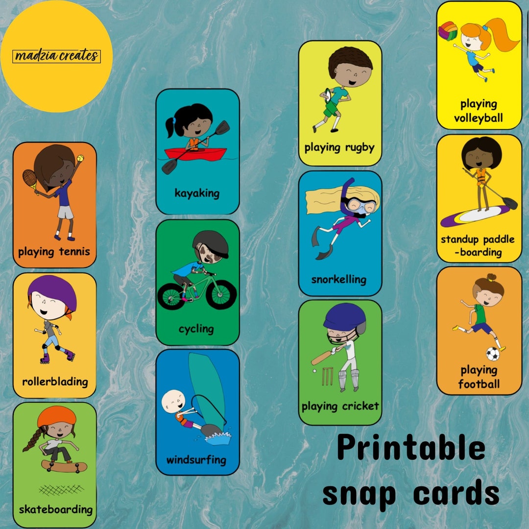 Summer Sport Snap Cards Printable PDF 12 Designs 36 Cards School ...