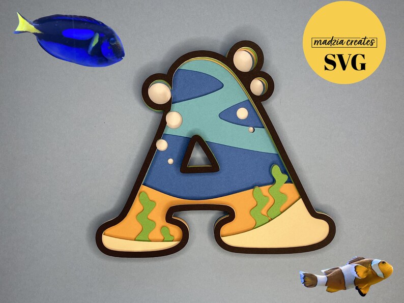 Layered Under the Sea Letter A Card, Cardstock, Paper Cricut ...