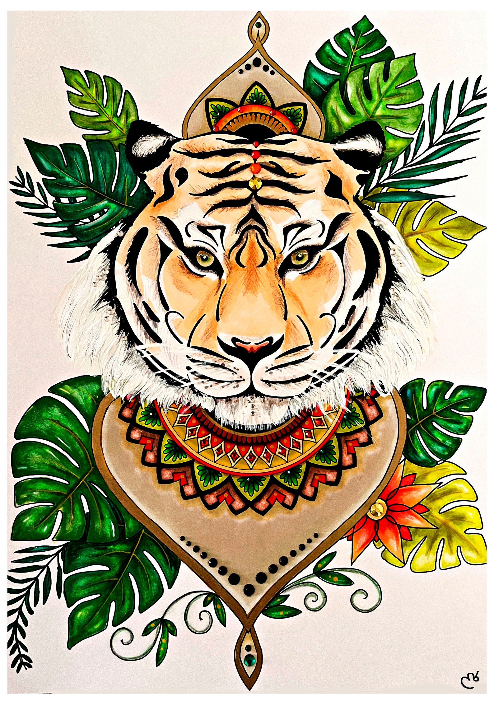 Tiger Mandala digital printing tiger art fine art giclée | Etsy