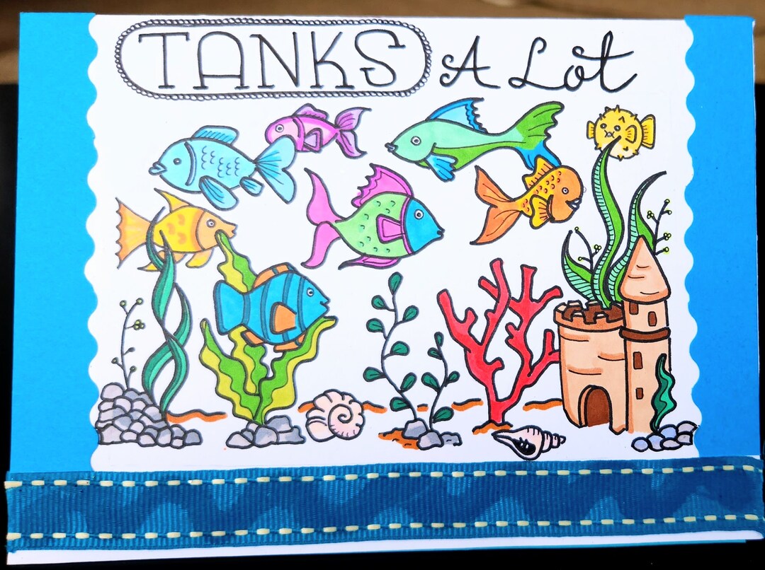 Hand-drawn, Handmade Pop-up 3d Fish Thank-you Greeting Card! "tanks ...