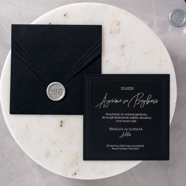Black Wedding Invitation - Etsy