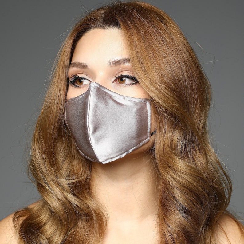 Luxury Silver Grey Satin Silk Face Mask With Anti-fog Nose - Etsy