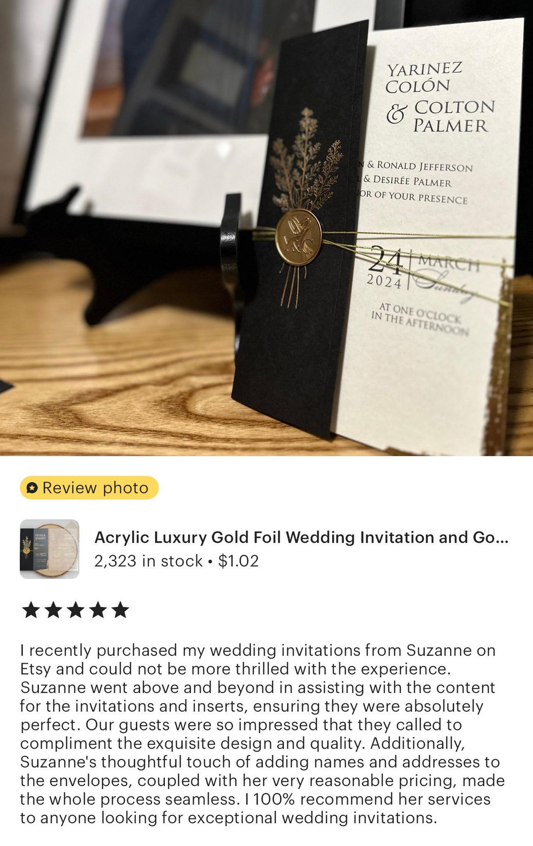 Acrylic Luxury Gold Foil Wedding Invitation and Gold Leaf Black Cover ...