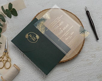 Gold Foil Acrylic Clear Transparent Wedding Invitation and - Etsy
