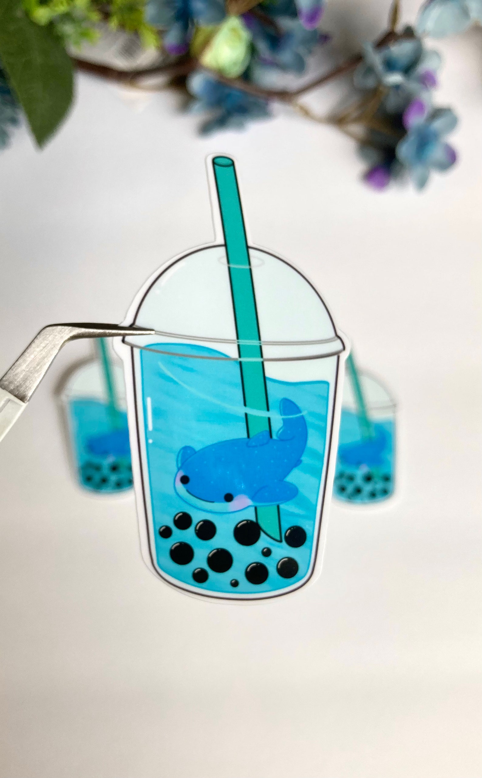 Whale Shark Milk Tea Bubble Tea Sticker Blue Ocean Boba - Etsy