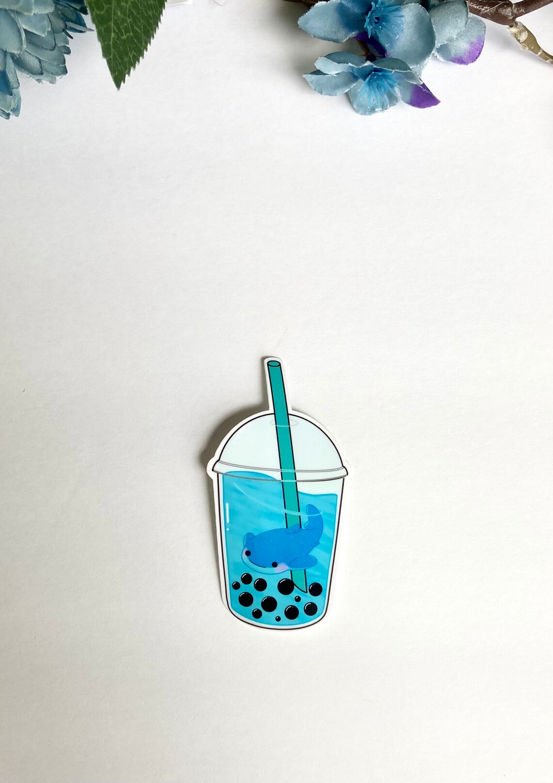 Whale Shark Milk Tea Bubble Tea Sticker Blue Ocean Boba - Etsy
