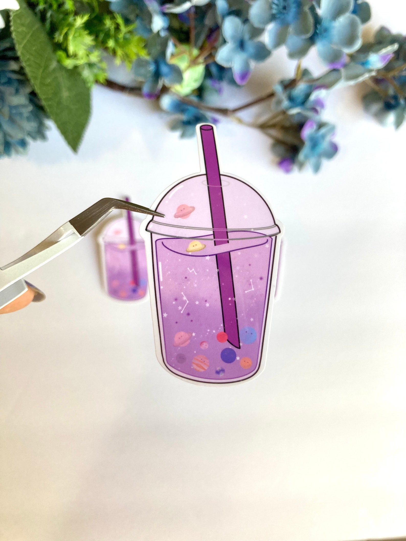 Galaxy Milk Tea Bubble Tea Sticker Space Boba Sticker Asian - Etsy ...