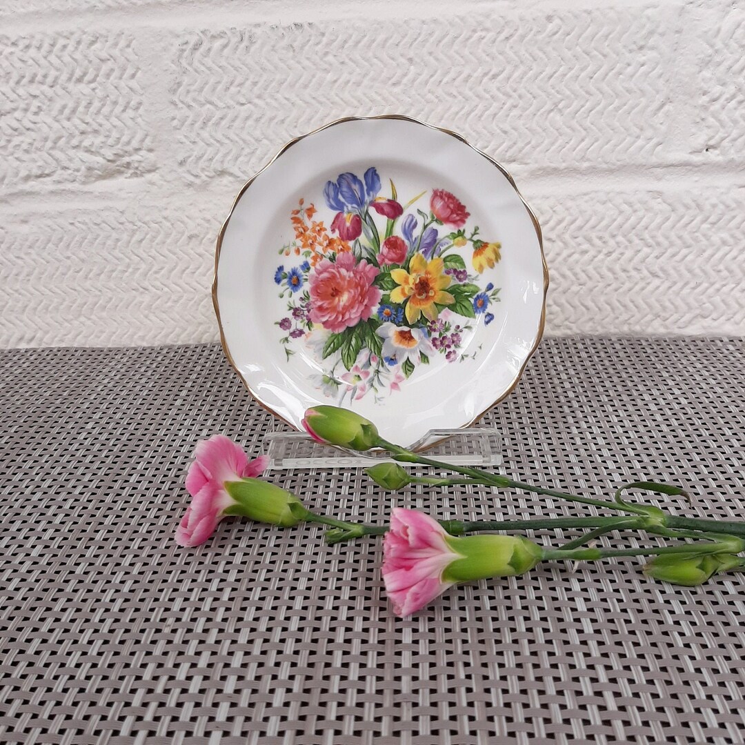 Vintage Floral Bouquet Small Trinket Dish Fenton China Company Small ...