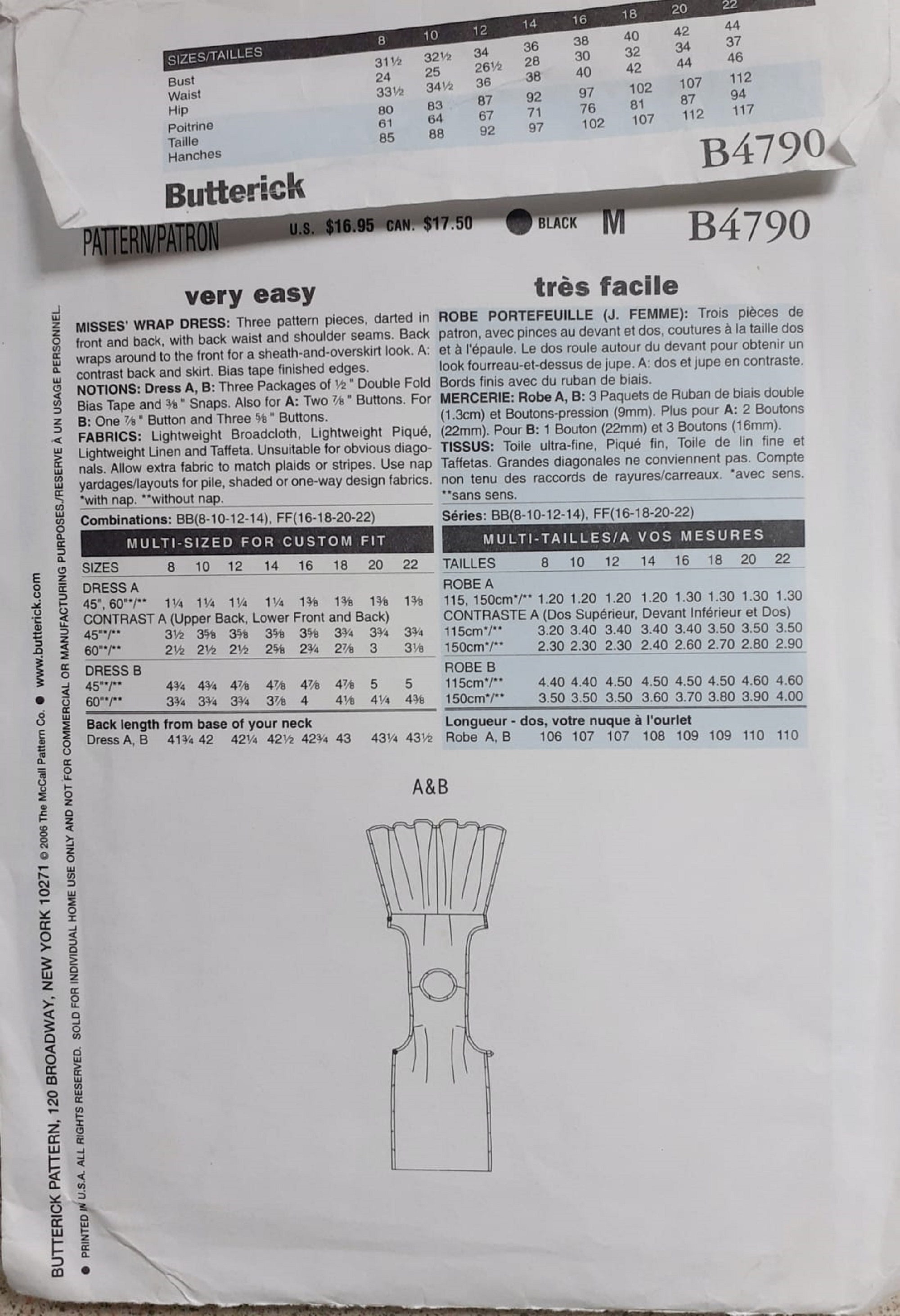 Butterick Sewin Patterns, Very Easy Dress Patterns, Misses' Dress and ...