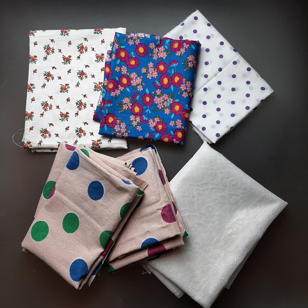 Smaller Size Vintage Fabrics - Set of Vintage Fabrics - Vintage Fabric ...