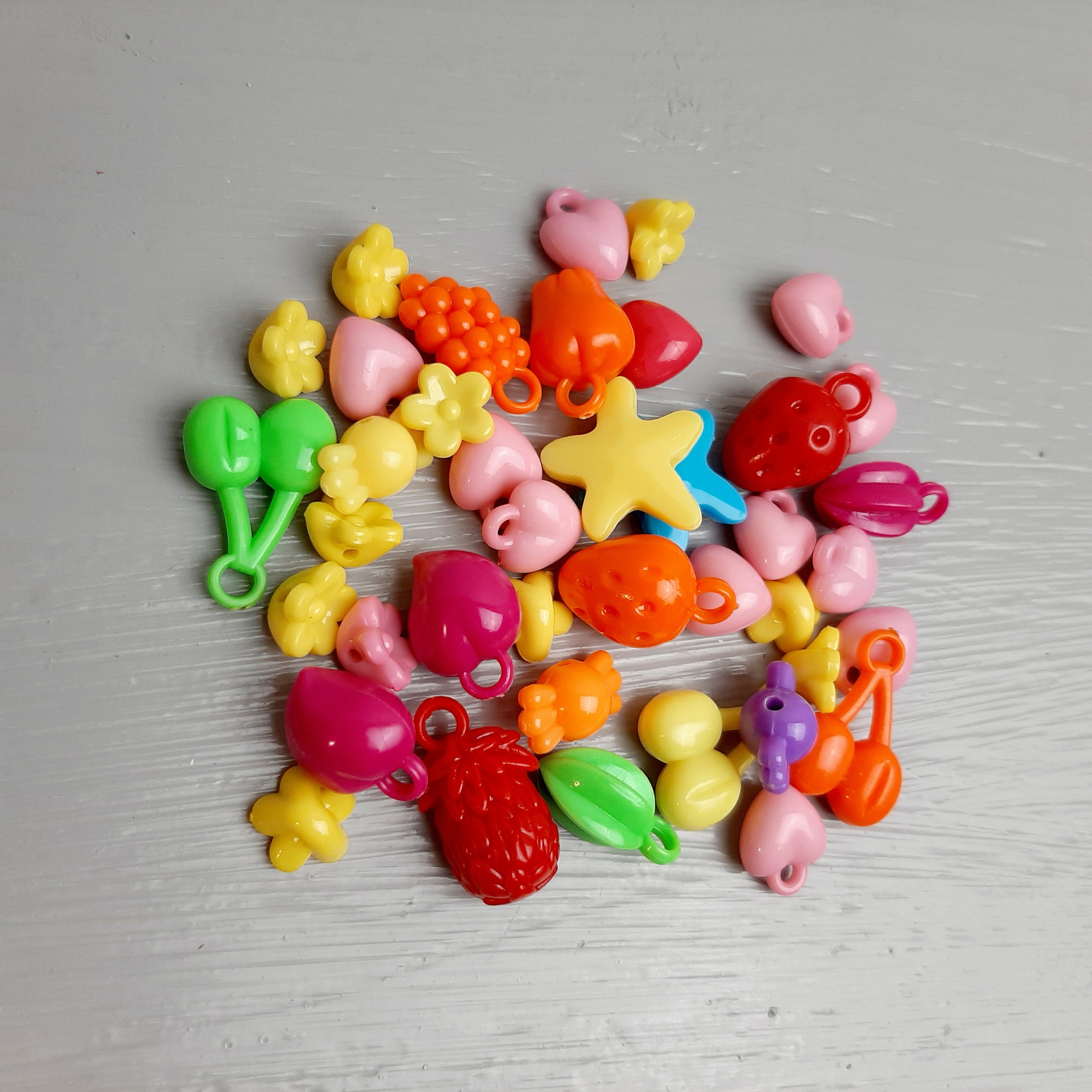 Set of Different Size and Forms Beads - Wood Beads, Plastic Beads ...