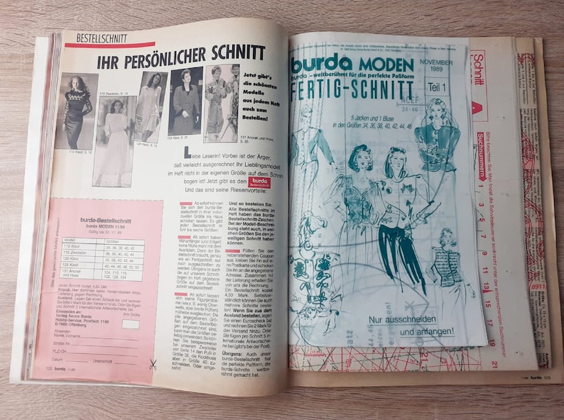 Vintage Burda Sewing Magazine, 11/1989, Dutch, Uncut Patterns - Etsy
