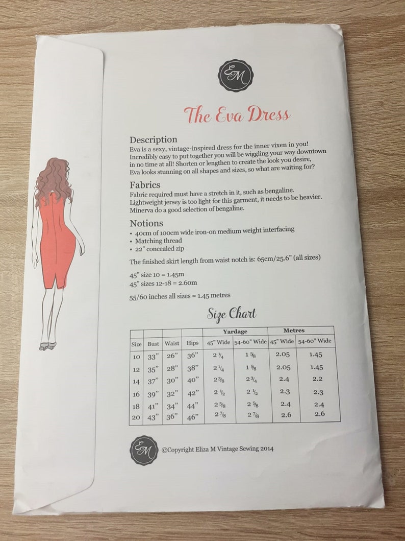 Eliza M Eva Dress Sewing Pattern, Sizes 10-20, Vintage Style Sewing ...