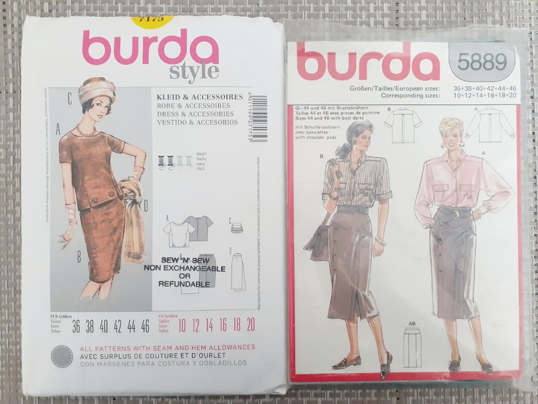 Vintage Burda Style Sewing Patterns, Blouse, Skirt, Dress, Accessories ...